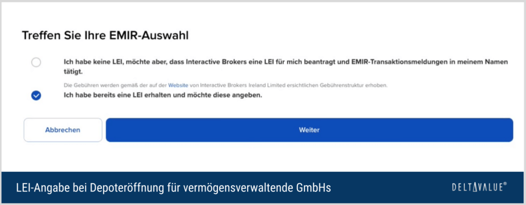 LEI-Nummer für VV GmbHs („Trading GmbHs“) | DeltaValue